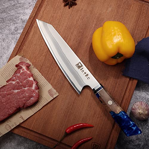 Zlatko Chef Knife, Japanese Chef Knife, 8 Inch Hand Forged Kiritsuke Chef Knife, 440C High Carbon Stainless Steel Ultra Sharp Chef's Knife With Gift Box (Maple & Resin Handle)