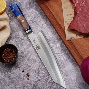 Zlatko Chef Knife, Japanese Chef Knife, 8 Inch Hand Forged Kiritsuke Chef Knife, 440C High Carbon Stainless Steel Ultra Sharp Chef's Knife With Gift Box (Maple & Resin Handle)