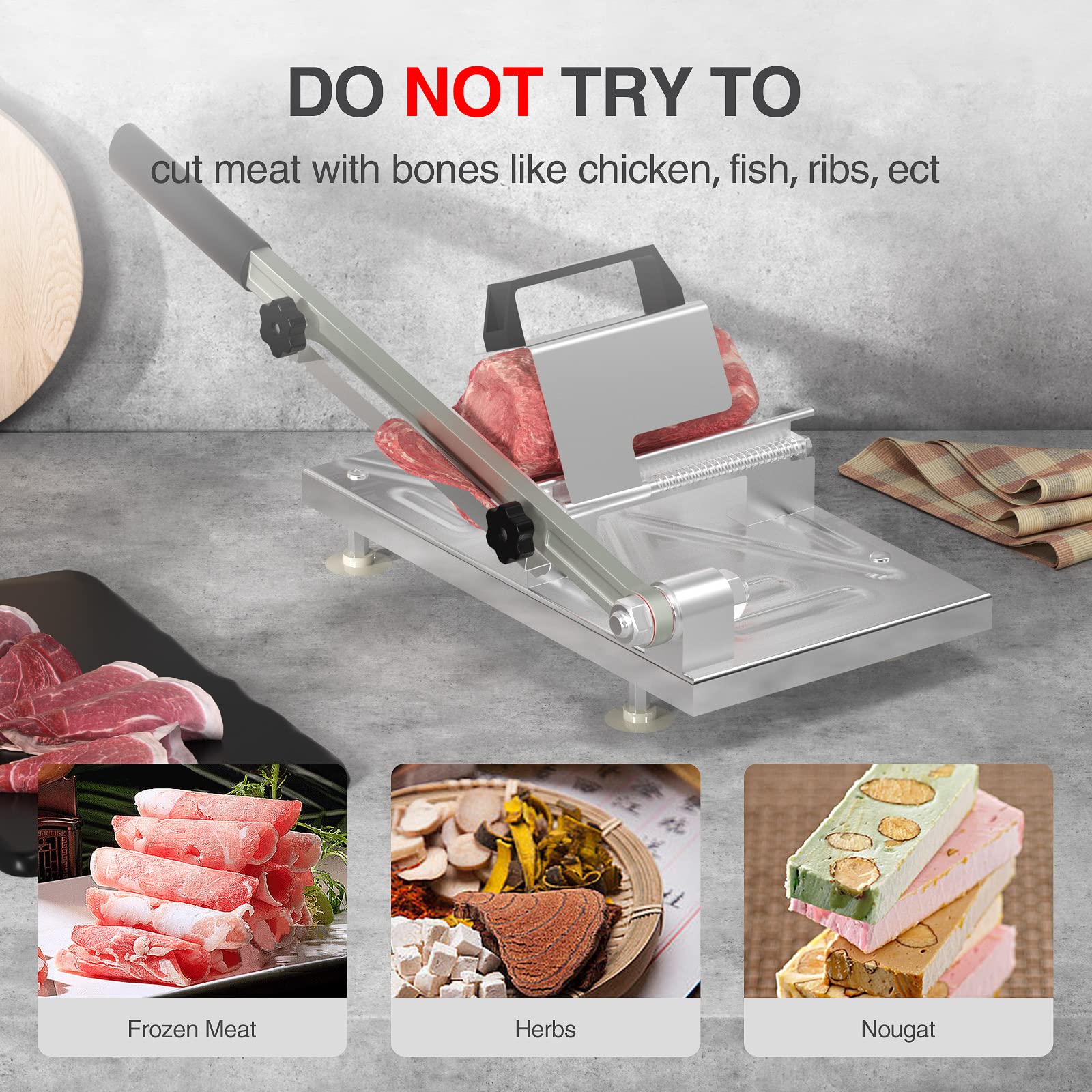 PAYISHO Manual Frozen Meat Slicer Stainless Steel Meat Cleaver for Frozen Meat,Food Slicer Slicing Machine for Home Cooking BBQ Hot Pot