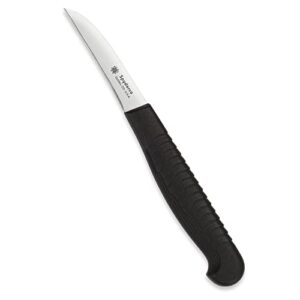 spyderco mini paring kitchen knife with 2.25" stainless steel blade with durable black polypropylene handle - plainedge - k09pbk