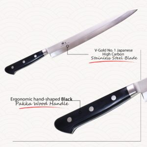 JCK ORIGINAL Kagayaki Japanese Chef’s Knife, KG-18 Professional Yanagiba 240mm(Sashimi, Sushi Knife), VG-1 High Carbon Japanese Stainless Steel Pro Kitchen Knife with Ergonomic Pakka Wood Handle