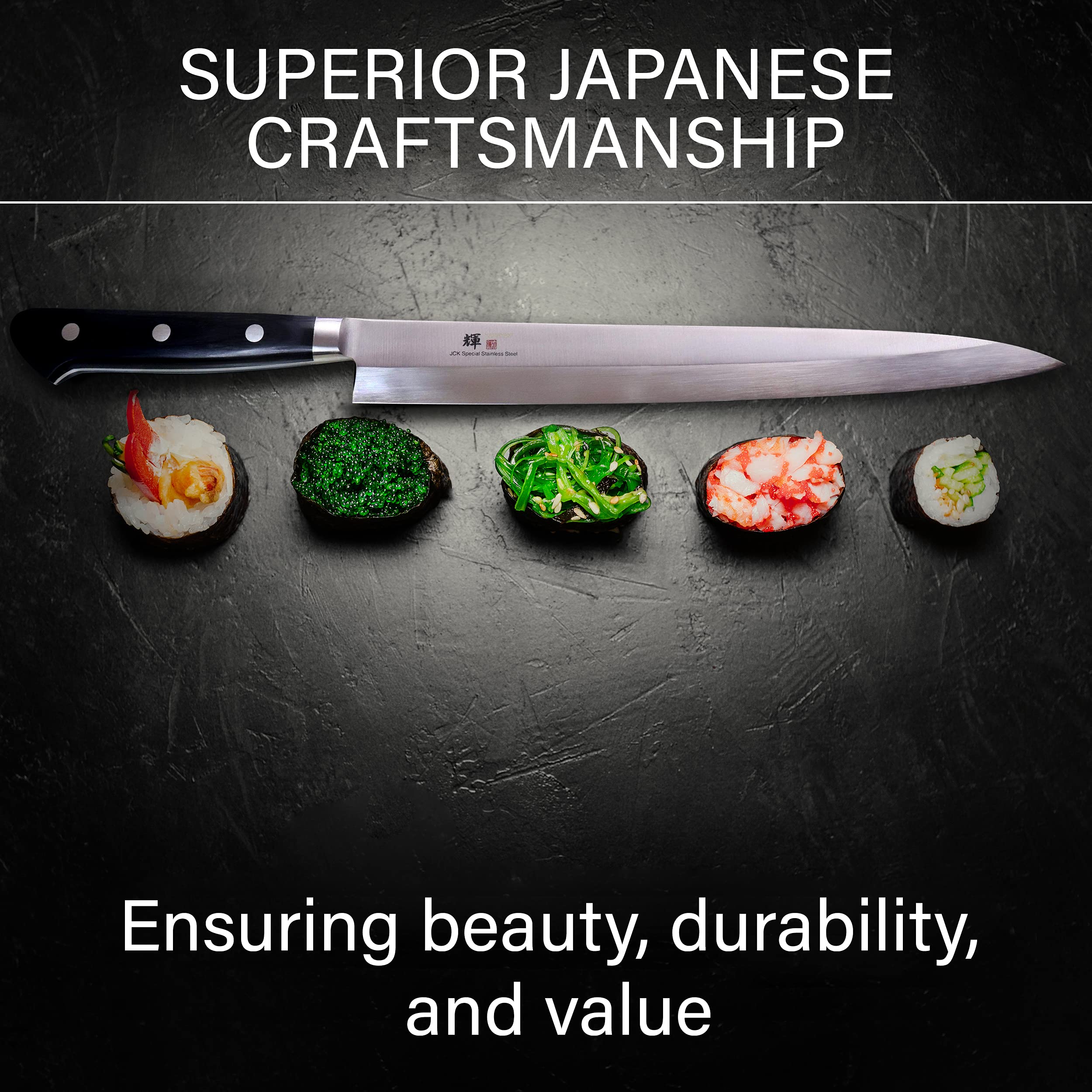 JCK ORIGINAL Kagayaki Japanese Chef’s Knife, KG-18 Professional Yanagiba 240mm(Sashimi, Sushi Knife), VG-1 High Carbon Japanese Stainless Steel Pro Kitchen Knife with Ergonomic Pakka Wood Handle