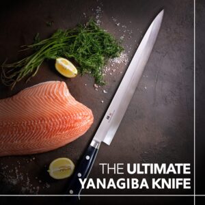 JCK ORIGINAL Kagayaki Japanese Chef’s Knife, KG-18 Professional Yanagiba 240mm(Sashimi, Sushi Knife), VG-1 High Carbon Japanese Stainless Steel Pro Kitchen Knife with Ergonomic Pakka Wood Handle