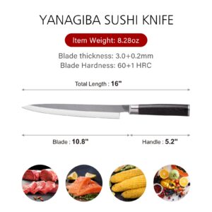 CHUYIREN Sushi Knife 10.6 inch(270mm) - Japanese Sashimi Knife Sharp - Professional High Carbon Stainless Steel Single Bevel Slicing Yanagiba Knife with Wenge Wood Handle, with Gift Box