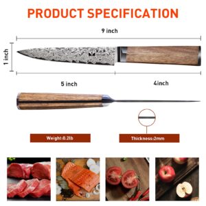 Damascus Chef Knife 8 inch Kiritsuke, Kitchen Utility Paring Knife 5 inch 67-Layer Damascus VG10 Steel Ultra Sharp Professional Kitchen Knife with Hexagon Natural Wood Handle