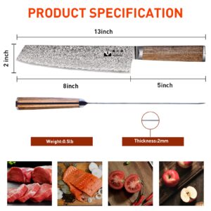 Damascus Chef Knife 8 inch Kiritsuke, Kitchen Utility Paring Knife 5 inch 67-Layer Damascus VG10 Steel Ultra Sharp Professional Kitchen Knife with Hexagon Natural Wood Handle