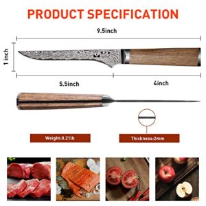 Santoku Knife 7-inch, Boning Knife 5.5 inch Damascus VG-10 Cutting Core 67-Layer Damascus Professional Kitchen Knife with Natural Wood Handle and Gift Box Best Chef’s Gift