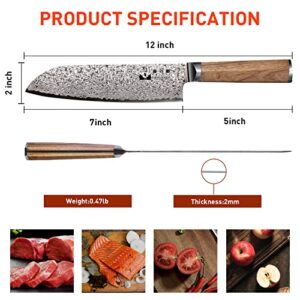 Santoku Knife 7-inch, Boning Knife 5.5 inch Damascus VG-10 Cutting Core 67-Layer Damascus Professional Kitchen Knife with Natural Wood Handle and Gift Box Best Chef’s Gift