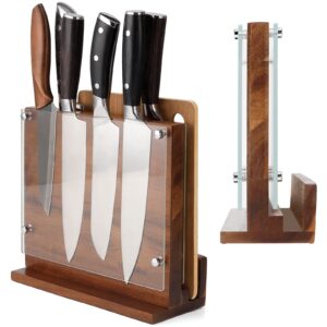 Kitchen Magnetic Knife Block with Acrylic Shield & Hand Made Chef Knife Anti-Rust Oil Coating Kitchen Cooking Knife Dividing Knife Boning Knife Hand Forged High Carbon Steel Butcher Knife For BBQ Home