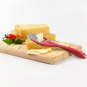 Cheese Slicer with Adjustable Thickness, Stainless Steel Cheese Cutter Cheese Plane with Ergonomic Plastic Handle 9 x 3.2 -inch for Slicing Soft Cheese, Cheese Tool for Kitchen (Red)