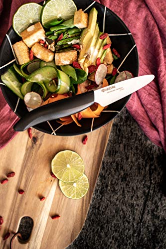 Kyocera Ceramic 3" Paring Knife w/ Sugarcane Sourced Material Handle, Black,White