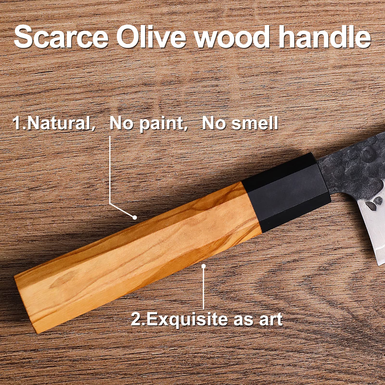 Ink Plums Santoku Chef’s Knife 7 Inch,Japanese Sharp Blade Kitchen Knife with Olivewood Handle And Beautiful Gift Box