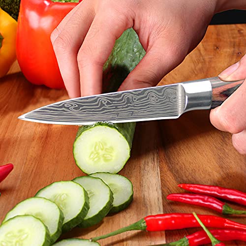 Jonbyi Paring Knife 3.5 inches, Small Knife - German High Carbon Stainless Steel Ultra Sharp Kitchen Fruit Knife for Chopping Vegetable Steak Peeling fruit, Pairing Knives with Sheath Cover