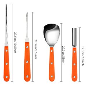 Ubitree Halloween Pumpkin Carving Kit, Jack-O-Lanterns 4pcs Professional Pumpkin Cutting Supplies Tools Stainless Steel Pumpkin Carving Knife Reusable Sturdy Carve Sculpt Set for Halloween Decoration