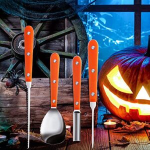 Ubitree Halloween Pumpkin Carving Kit, Jack-O-Lanterns 4pcs Professional Pumpkin Cutting Supplies Tools Stainless Steel Pumpkin Carving Knife Reusable Sturdy Carve Sculpt Set for Halloween Decoration