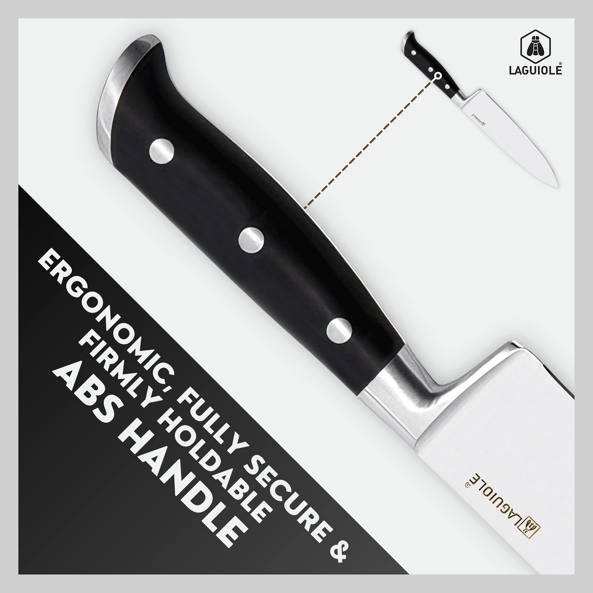 LAGUIOLE 8-Inch Professional Chef Knife - Stainless Steel Kitchen Knife with Ergonomic Handle - Effortlessly Sharp & Easy to Sharpen - Best for Cutting, Chopping & Slicing Meats, Vegetables & Fruits