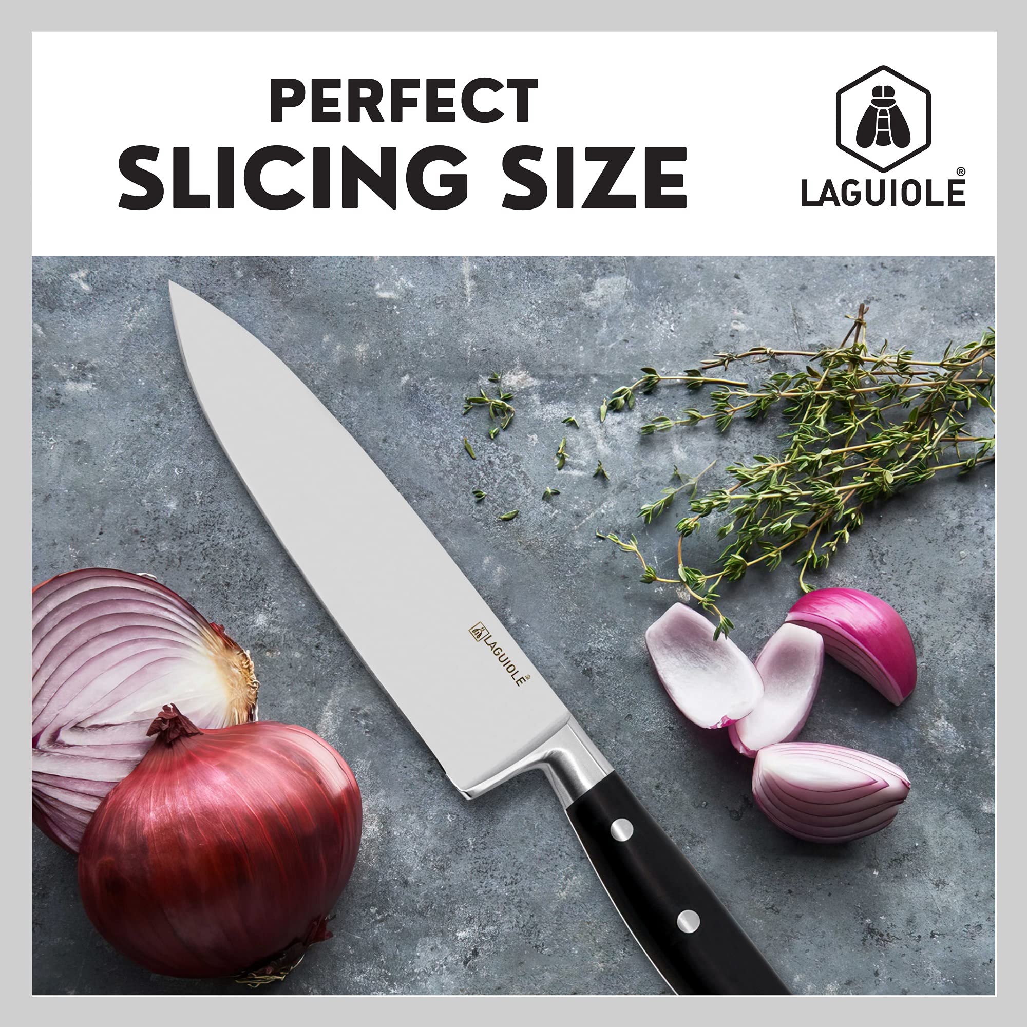 LAGUIOLE 8-Inch Professional Chef Knife - Stainless Steel Kitchen Knife with Ergonomic Handle - Effortlessly Sharp & Easy to Sharpen - Best for Cutting, Chopping & Slicing Meats, Vegetables & Fruits