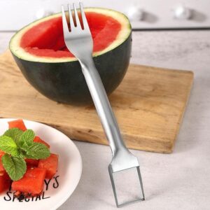 2-in-1 Watermelon Fork Slicer，Watermelon Slicer Cutter，Stainless Steel Watermelon Fork Slicer，Portable Summer Watermelon Cutting Artifact，For Family Parties Camping (A+B)