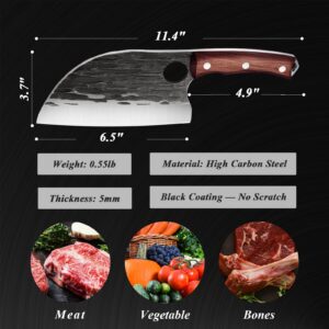 5.9" Feather Knife Serbian Chef Knife Set Forged in Fire Boning Meat Cleaver Knife High Carbon Steel Kitchen Cleaver with Sheath for Outdoor Camping BBQ Collection Christmas Gift Men