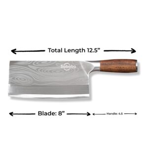 8 Inch Cleaver Knife - Ideal For Meat Cutting And Vegetable Chopping - Perfect Chinese Clever Kitchen Knife For Home & Professional Chefs - Durable And Multi-purpose Cleavers - Butcher Cleaver Knife