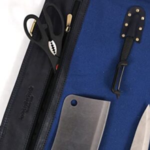 Leather Knife Roll Storage Bag, Elastic and Expandable 10 Pockets, Adjustable/Detachable Shoulder Strap, Travel-Friendly Chef Knife Case (Detroit, Canvas)