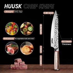 Huusk Japan Knife Professional Kitchen Knife Boning and Gyutou Knife Set for Meat Bones and Greens Cutting High Carbon Steel Sharp Chef knife with Ergonomic Pakkawood Handle and Gift Box for Family Re