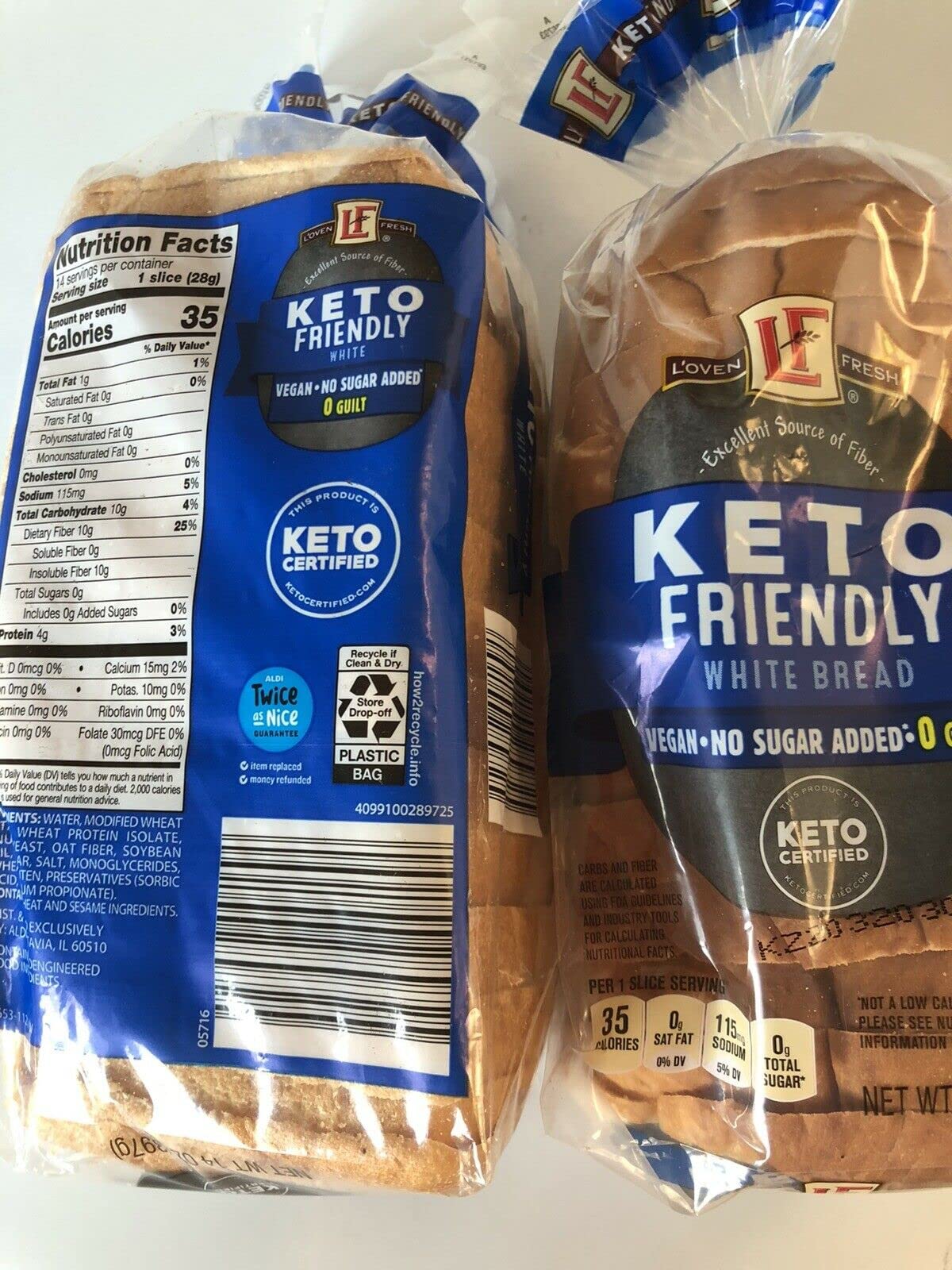 ALDI L’OVEN FRESH Keto Friendly White Bread 2 Loaves (WHITE)