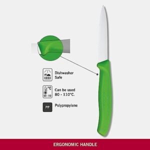 Victorinox 6.7636.L114 Swiss Classic Paring Knife for Cutting and Preparing Fruit and Vegetables Serrated Blade in Green, 3.1 inches