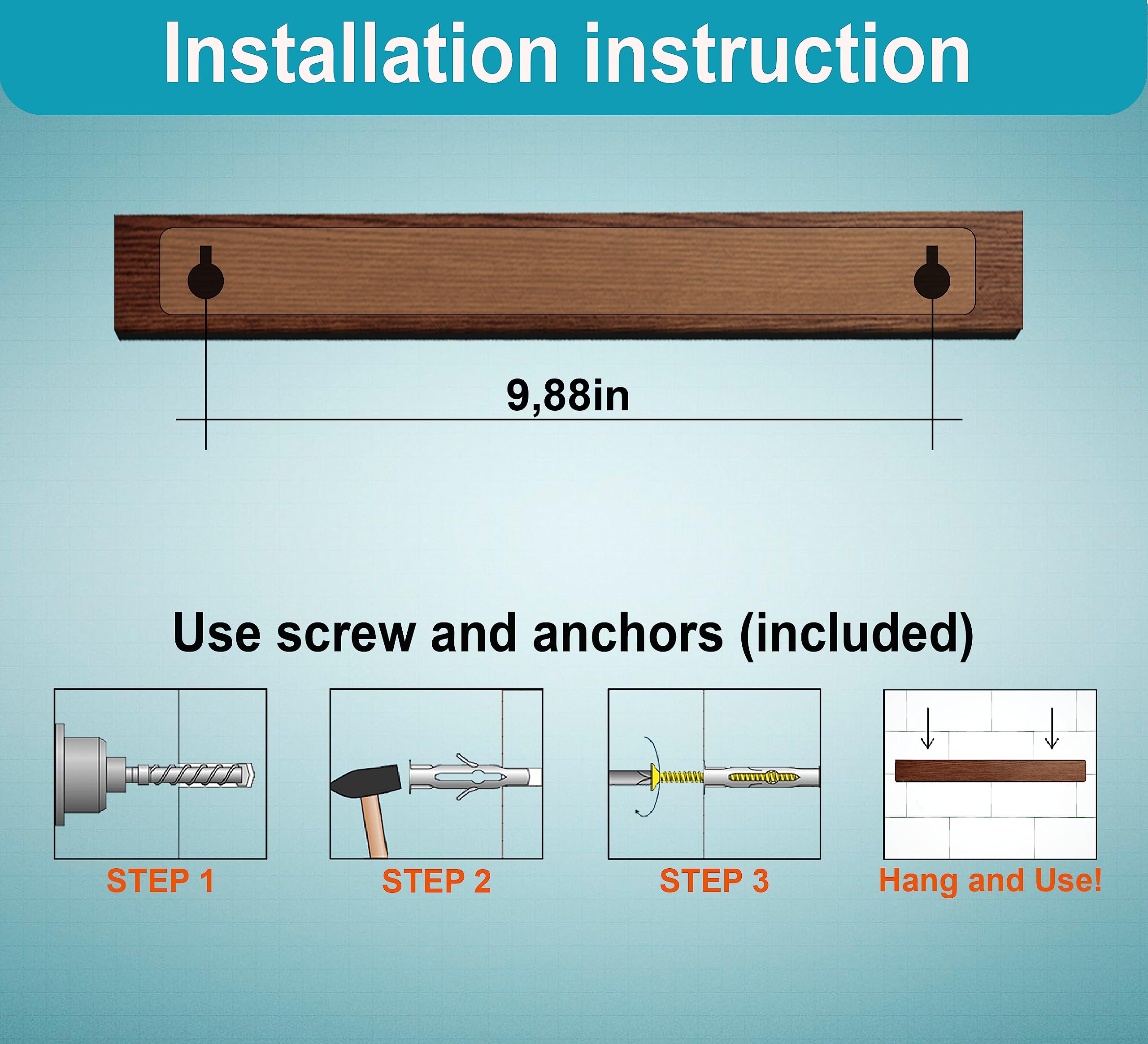 Simple Useful 12 Inch Magnetic Knife Holder for Wall - Knife Magnetic Strip - Magnetic Knife Holder - Magnetic Knife Strip - Knife Magnet, Brown