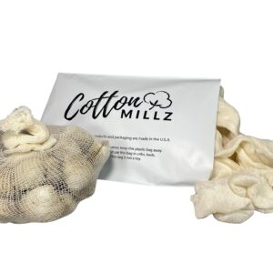 Cotton Millz 24" Cotton Boiling Bags for Seafood Bakes & Broils, Clams, Crab, Lobster, Soups, Broths; Reusable or Disposable, Made in USA (10 Pack)