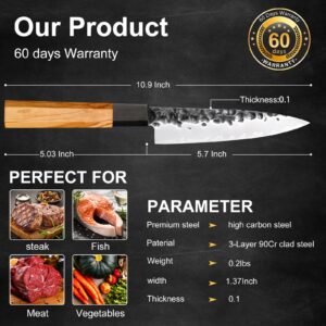 Ink Plums 5.7 Inch Paring Knife For Kitchen,Utility Knife,Sharp High Carbon Stainless Steel Fruit Knife With Olivewood Handle,Handcrafted Peeling Knife, Fruit Knife