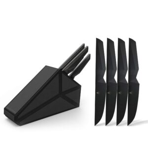 the shadow black series 5-piece knife block set bundle with the shadow black series 4-piece steak knife set