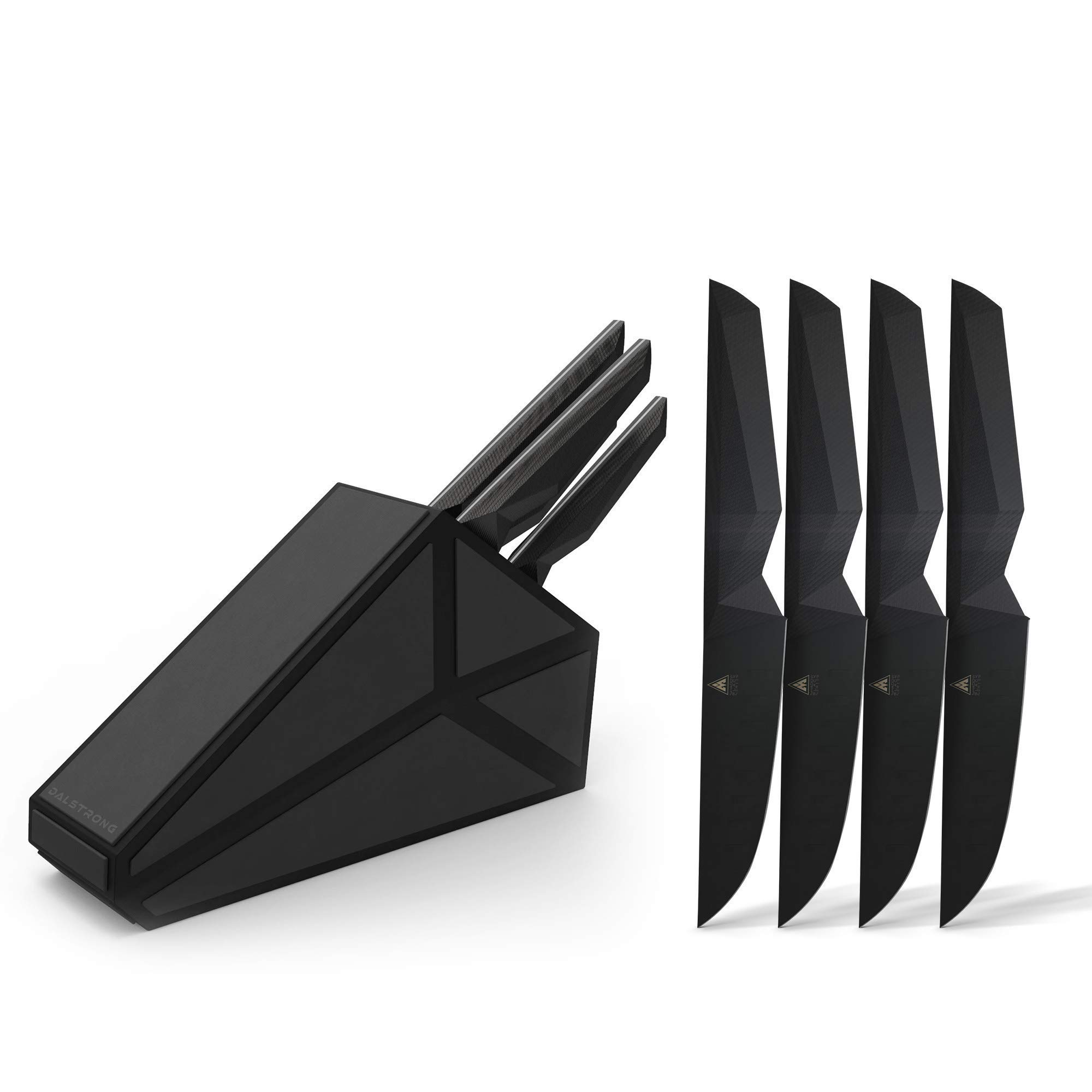 The Shadow Black Series 5-Piece Knife Block Set Bundle with The Shadow Black Series 4-Piece Steak Knife Set