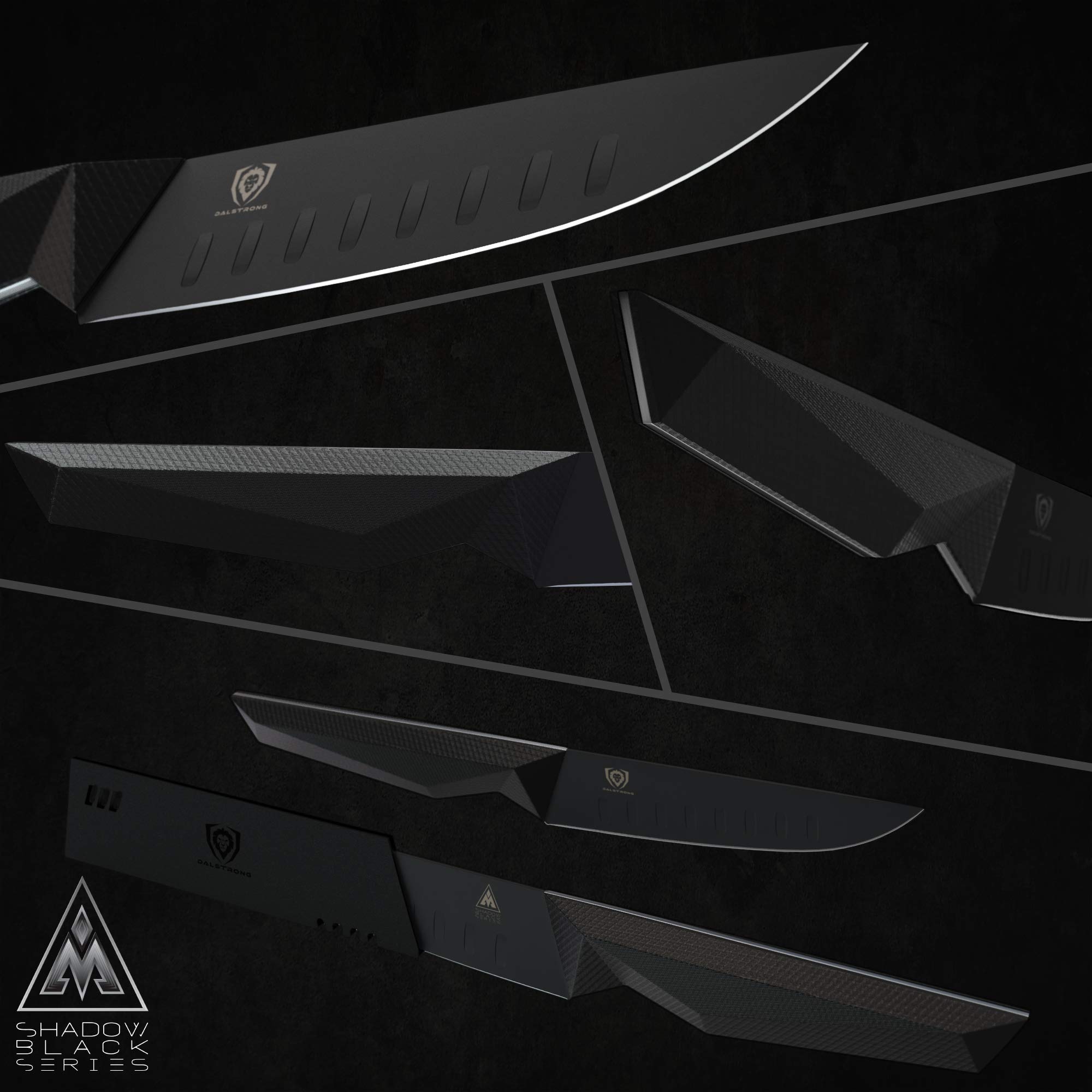 The Shadow Black Series 5-Piece Knife Block Set Bundle with The Shadow Black Series 4-Piece Steak Knife Set