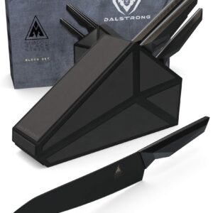 The Shadow Black Series 5-Piece Knife Block Set Bundle with The Shadow Black Series 4-Piece Steak Knife Set