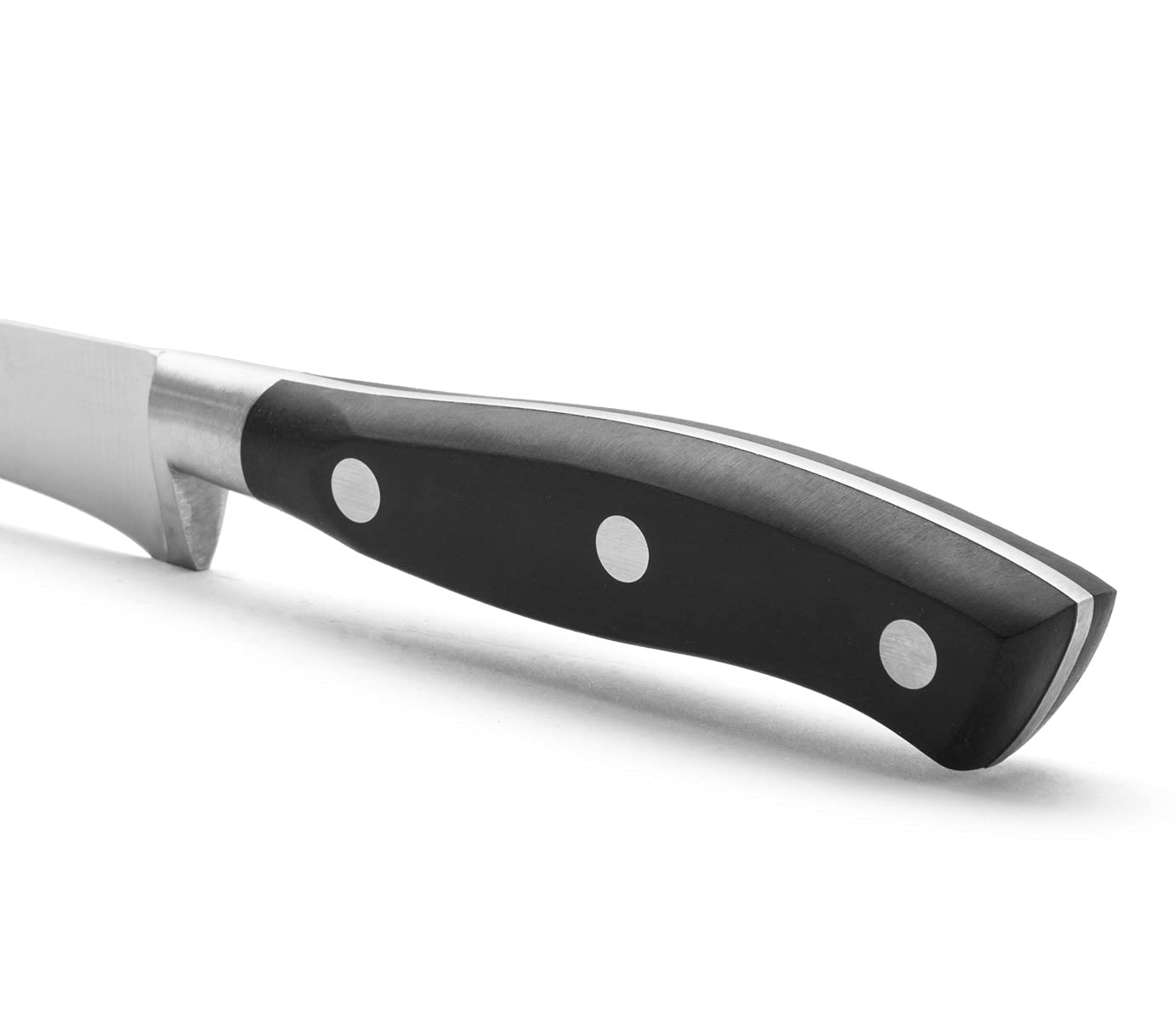 ARCOS Slicing Knife / Ham Knife 12 Inch Nitrum Stainless Steel and 300 mm blade. Ergonomic Polyoxymethylene POM Handle.Series Riviera. Elegant design, along with the comfort of its handle. Color Black