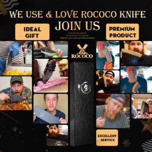 ROCOCO Bone Cleaver Heavy Duty Bundle with Sharp Meat Cutting Knife Butcher Boning Chopping Viking Gift Men Hunting BBQ Camping