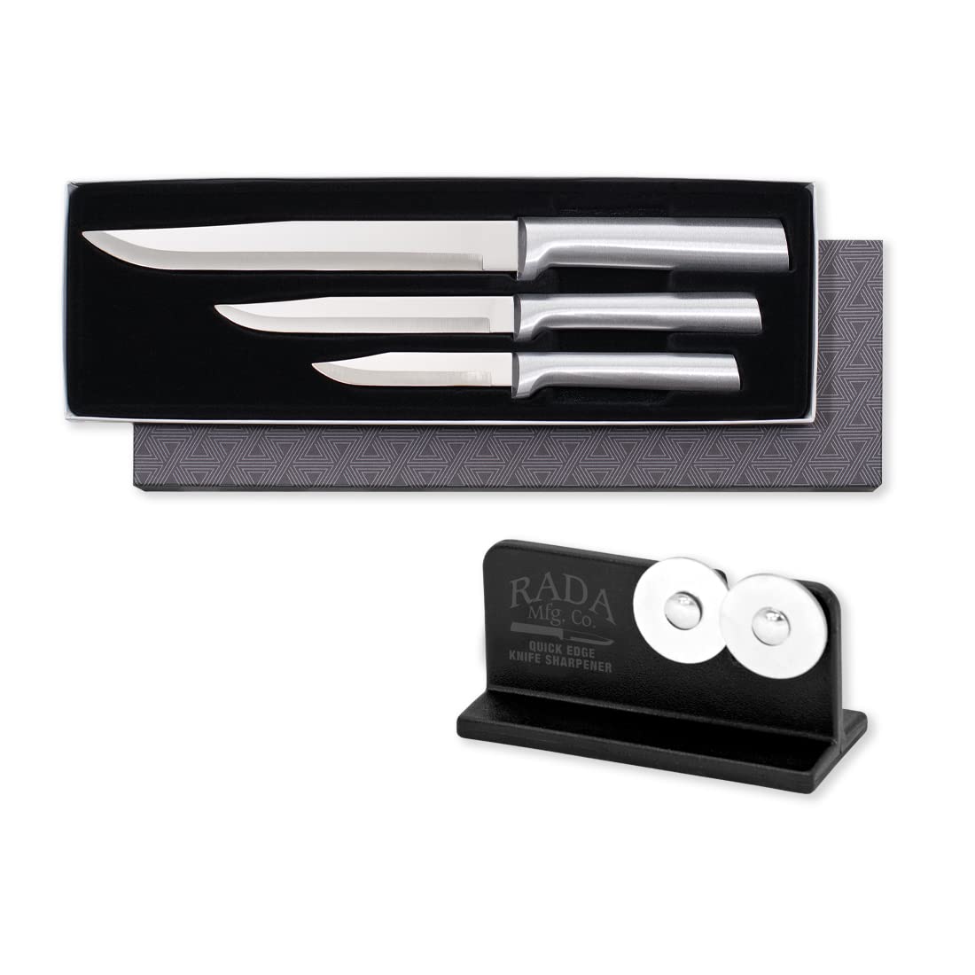 RADA Housewarming Knife Gift Set – 3 Piece Stainless Steel Knives With Knife Sharpener