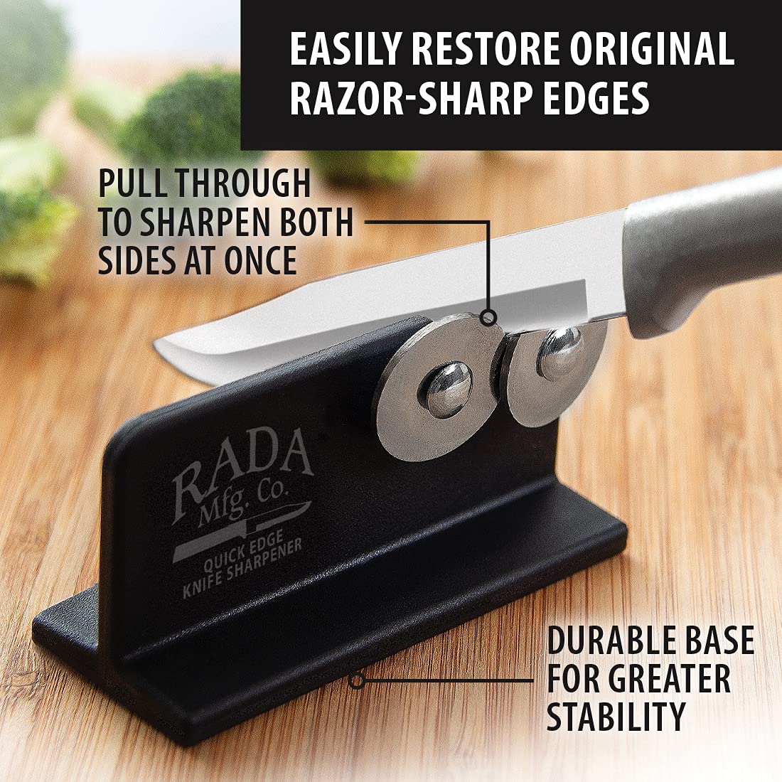 RADA Housewarming Knife Gift Set – 3 Piece Stainless Steel Knives With Knife Sharpener