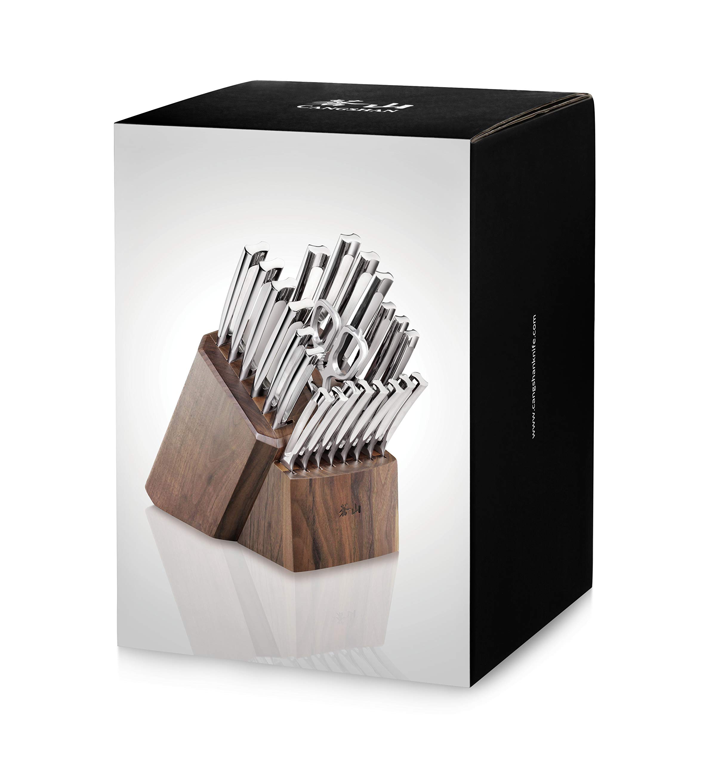 Cangshan N1 Series 1022377 23-Piece German Steel Forged Knife Block Set, Walnut Block