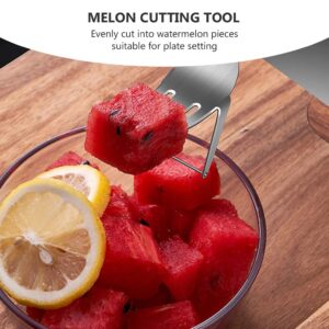 DOITOOL 2PCS Watermelon Slicer Cutters, 2 in 1 Watermelon Fork Slicers, Summer Watermelon Fruit Cutting Fork, Stainless Steel Fruit Forks Slicer Knife for Family Parties Camping