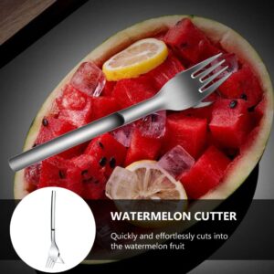 DOITOOL 2PCS Watermelon Slicer Cutters, 2 in 1 Watermelon Fork Slicers, Summer Watermelon Fruit Cutting Fork, Stainless Steel Fruit Forks Slicer Knife for Family Parties Camping