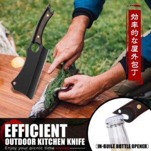 Feather Viking Knife Dragon Viking Cleaver Knife Set Japanese Forged in Fire Boning Knife High Carbon Steel Kitchen Cleaver with Sheath for Outdoor Camping BBQ Collection Christmas Gift Men