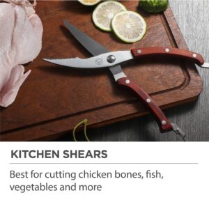 COMMERCIAL CHEF 6 Piece Kitchen Knife Set, Knife Set with Block, Kitchen Knives Including Cleaver, Santoku Knife, Bread Knife, Paring Knife & Heavy-Duty Poultry Shears