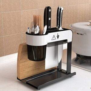 premiumracks multifunctional stainless steel knife block- utensil holder - cutting board storage - all in one rack