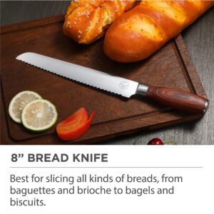 COMMERCIAL CHEF 6 Piece Kitchen Knife Set, Knife Set with Block, Kitchen Knives Including Cleaver, Santoku Knife, Bread Knife, Paring Knife & Heavy-Duty Poultry Shears