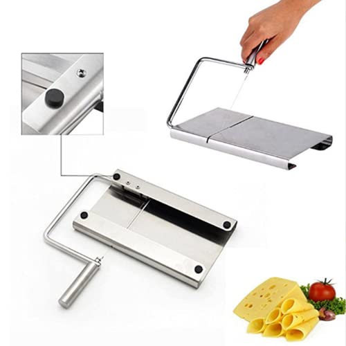 NatureMan Cheese Slicer With Wire,Stainless Steel Cheese Slicer,With 5 Replacement Wires Cheese Cutter With Wire Accurate Size Scale For Cutting Soft Cheese Butter