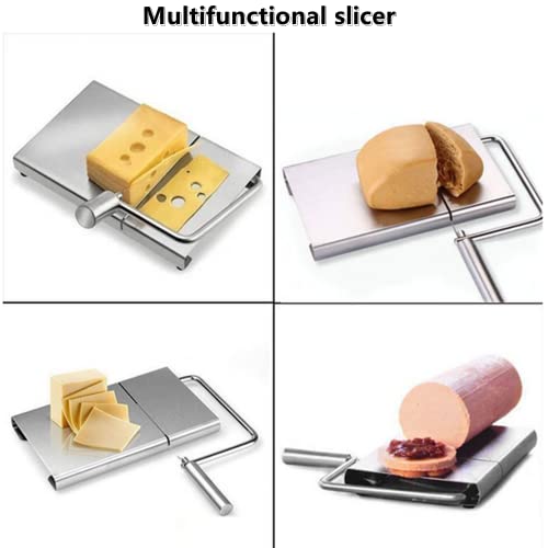 NatureMan Cheese Slicer With Wire,Stainless Steel Cheese Slicer,With 5 Replacement Wires Cheese Cutter With Wire Accurate Size Scale For Cutting Soft Cheese Butter