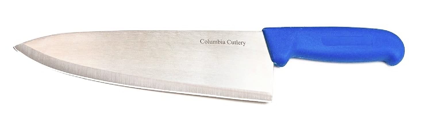 Columbia Cutlery 8 inchCommercial Chef Cook Knife - Blue Fibrox Handle - Razor Sharp and Dishwasher Friendly (8inch Blue Chef)