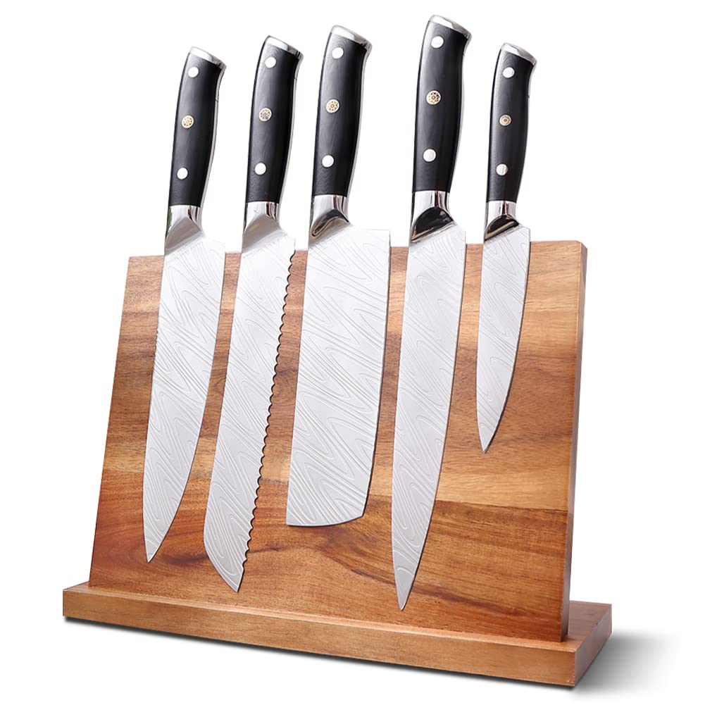 KEENZO Magnetic Knife Block 12"- Holds 10+ Knives, Double-Sided Magnetic Knives Holder with Powerful Magnet & Non-slip base for Home Kitchen Multifunction Cutlery Stand and Storage Rack Without Knives